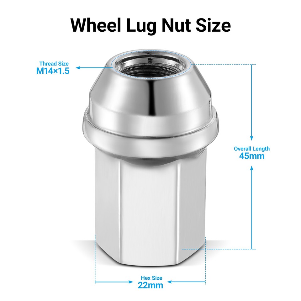 Set of 24pc 14x1.5mm Lug Nuts Factory Style 1.8 Inch Length 7/8" Hex ...