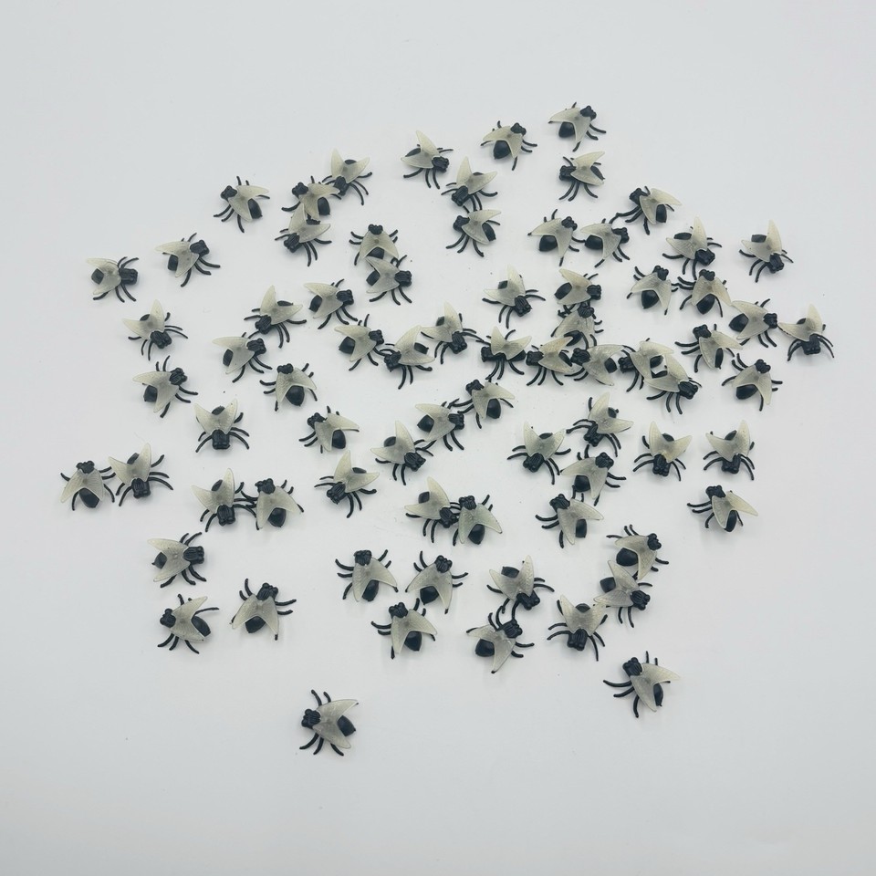 74 Pcs Plastic Flies Mini Realistic Fake Fly Bugs Bulk Prank Gift | eBay