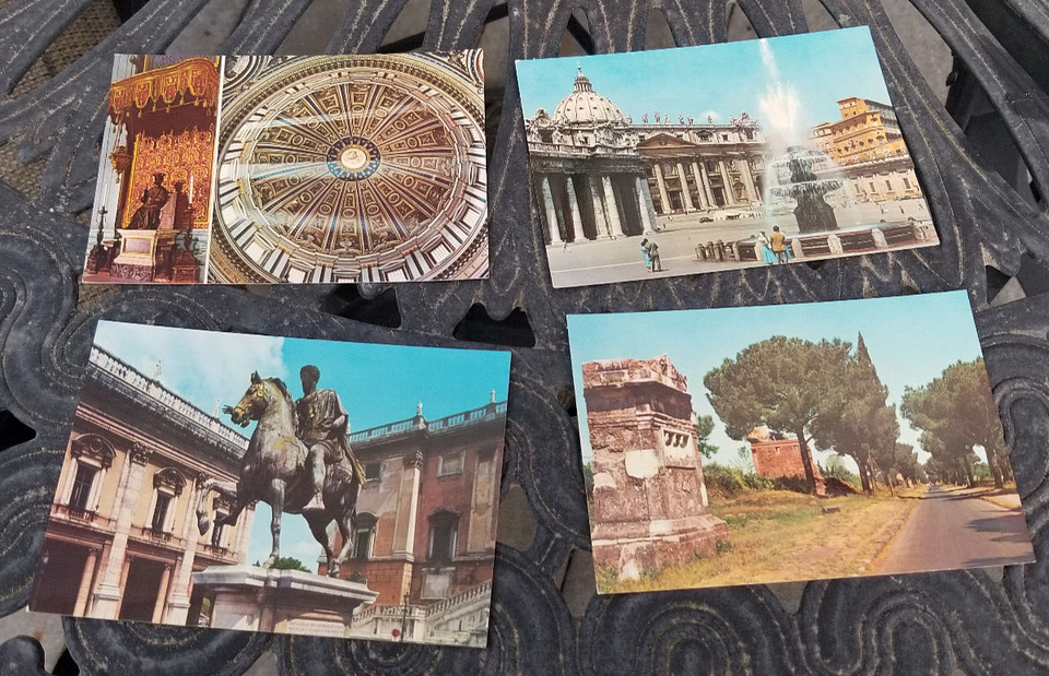 POST CARD LOT (4) Vintage ROME, ITALY ST. PETER'S BASILICA, FOUNTAIN ...