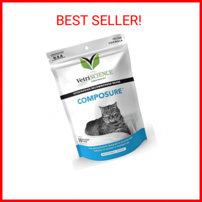 VetriScience Composure, Calming Formula for Cats, 30 Bite-Sized Chews ...