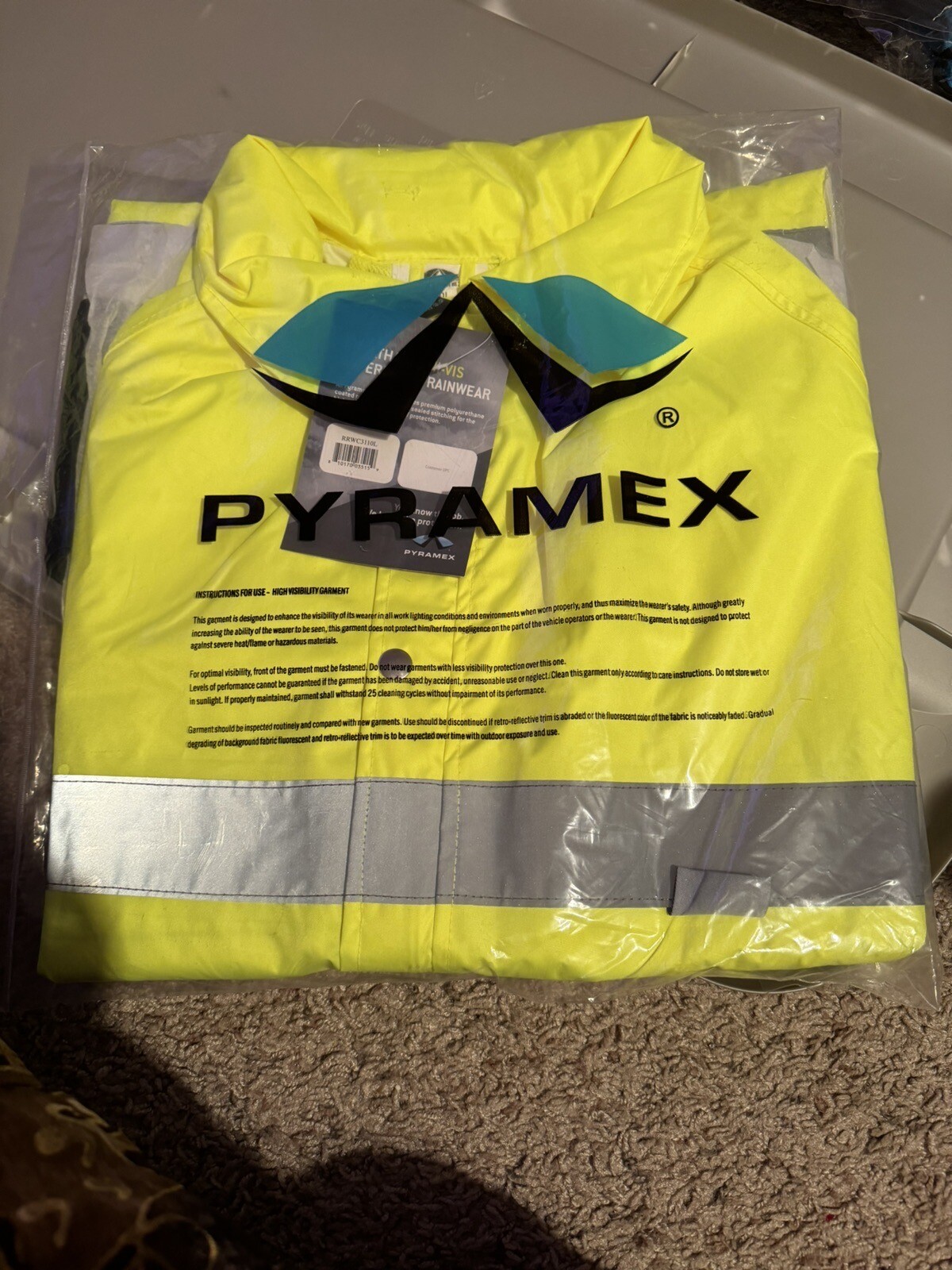 Safety Rain Coat Reflective Hi-Vis Raincoat Class 3 Type R ANSI 107 Sz ...