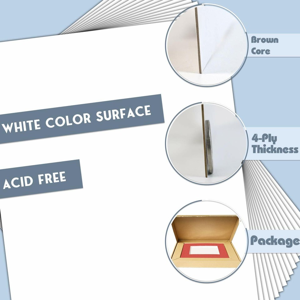 100 Pack 11x14 Uncut Backing Boards Acid Free for Art Print Picture ...