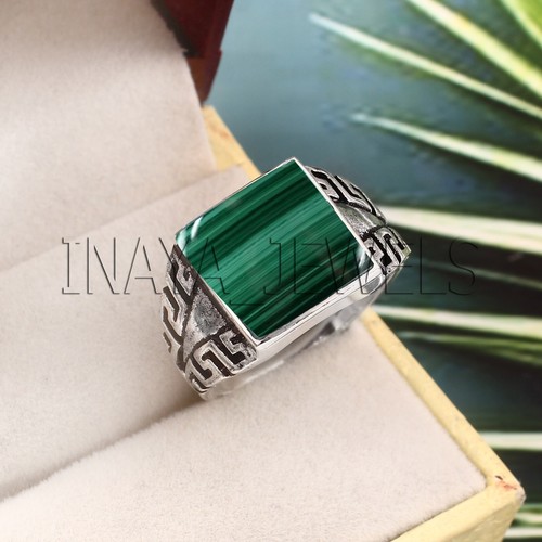 Natural Malachite Mens Gift Ring Solid 925 Sterling Silver Handmade Jewelry Ring | eBay
