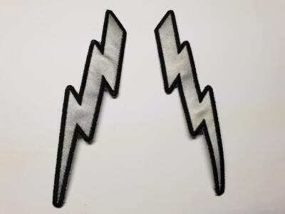 PAIR OF REFLECTIVE LIGHTNING BOLTS Biker Patches Embroidered sew iron on | eBay Australia