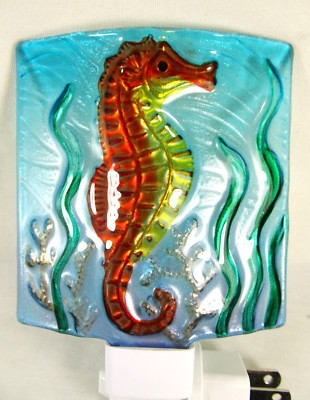 Seahorse Fused Glass Sea Life Night Light nautical decor | eBay