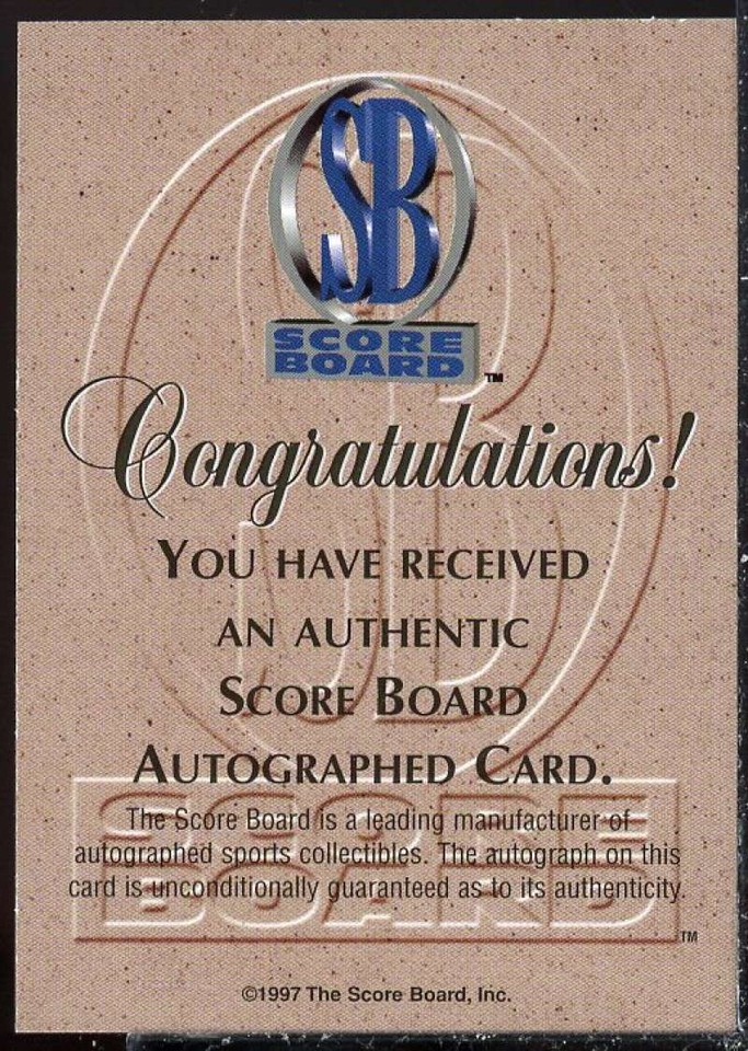 Jay Payton Card 1997-98 Score Board Autographed Collection Autographs ...