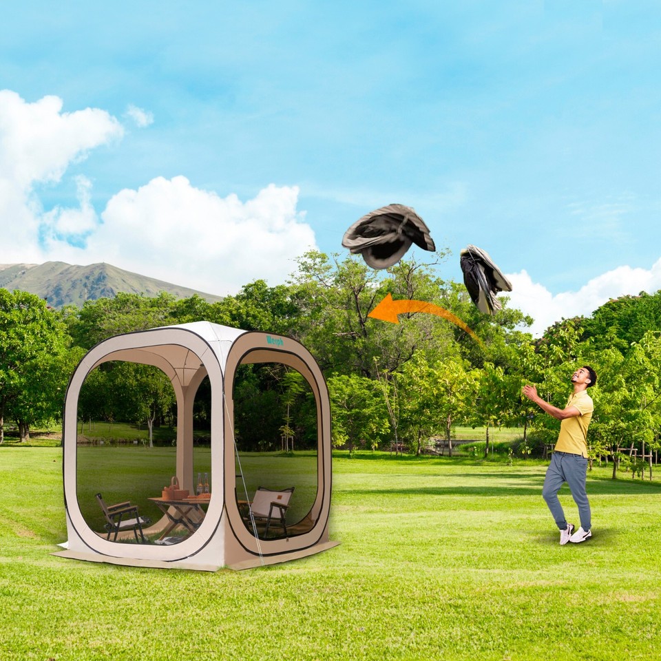 Werph Pop Up Screen Tent Camping Canopy 6x6, Screen Room with Mosquito ...