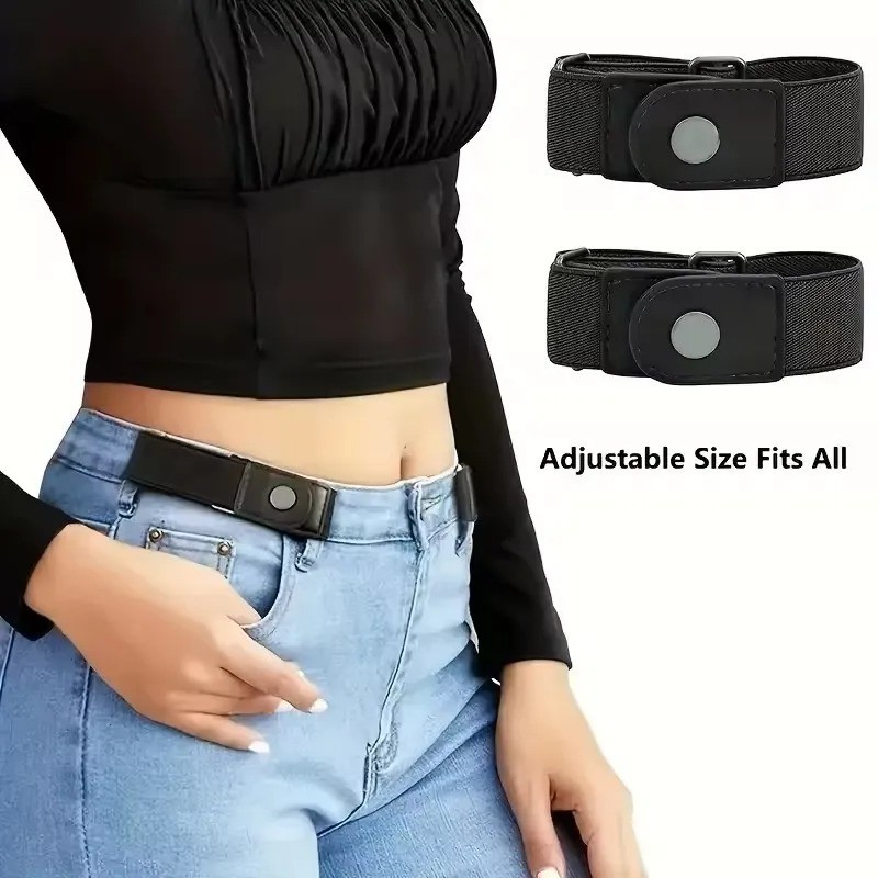 2 Pack No Buckle Elastic Belt Invisible Loop Belt for Jeans Pants | eBay