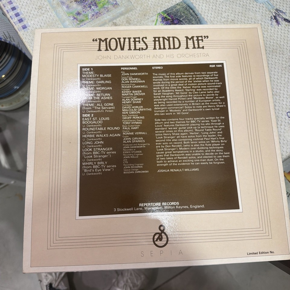 Dankworth MOVIES 'N' ME Jazz Funk TV-Film Soundtracks LP Modesty Blaise ...