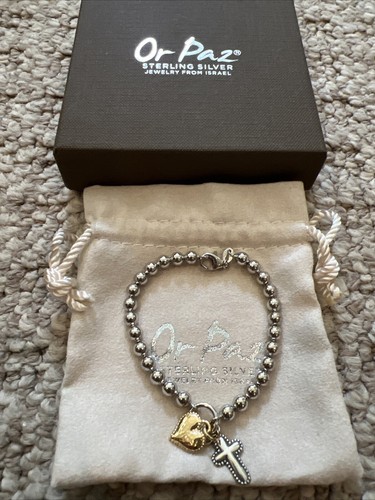 OR PAZ STERLING Silver Beaded Bracelet With Charms | eBay