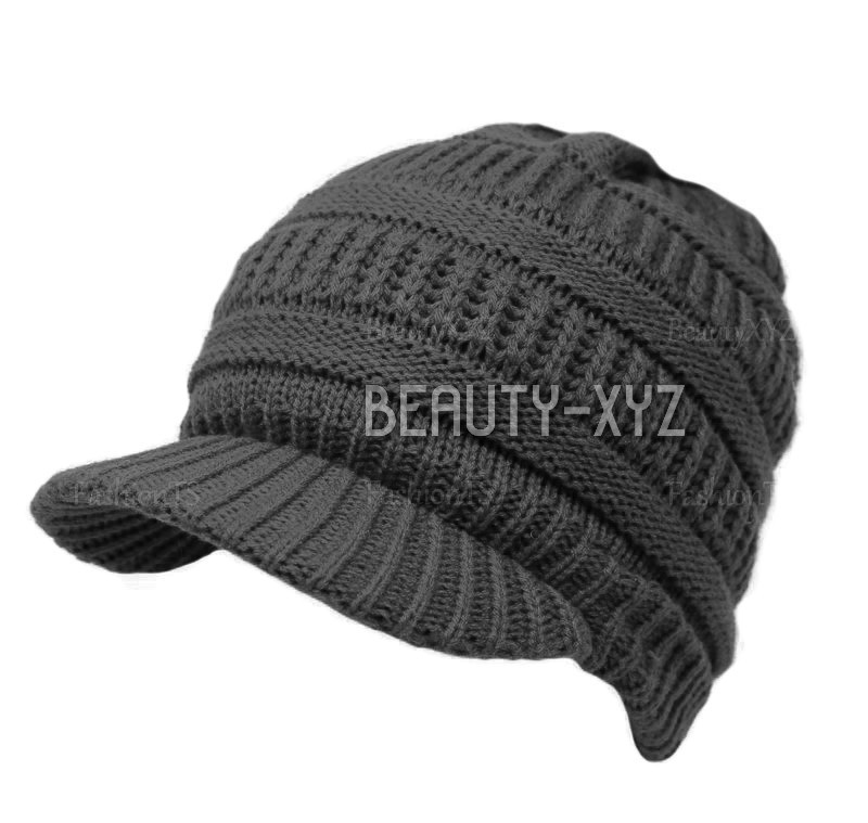 NEW Fashion Unisex Winter Visor Beanie Knit Hat Cap Crochet Men Women ...