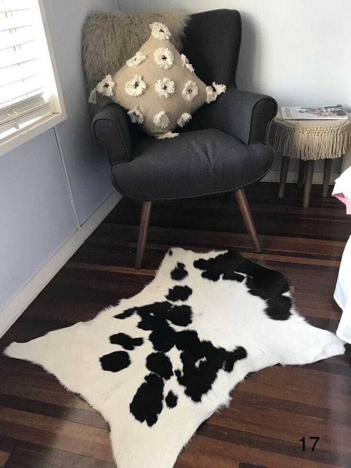 NEW REAL 100% COWHIDE RUGS TRICOLOR AUSTRALIAN COWS FUR SKINS CARPET ...