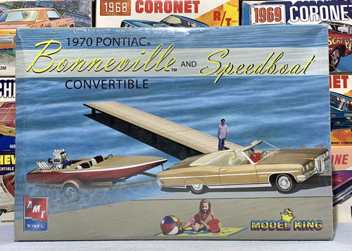 AMT/ERTL RC2 1970 PONTIAC BONNEVILLE CONVERTIBLE & SPEEDBOAT KIT#21574P ...