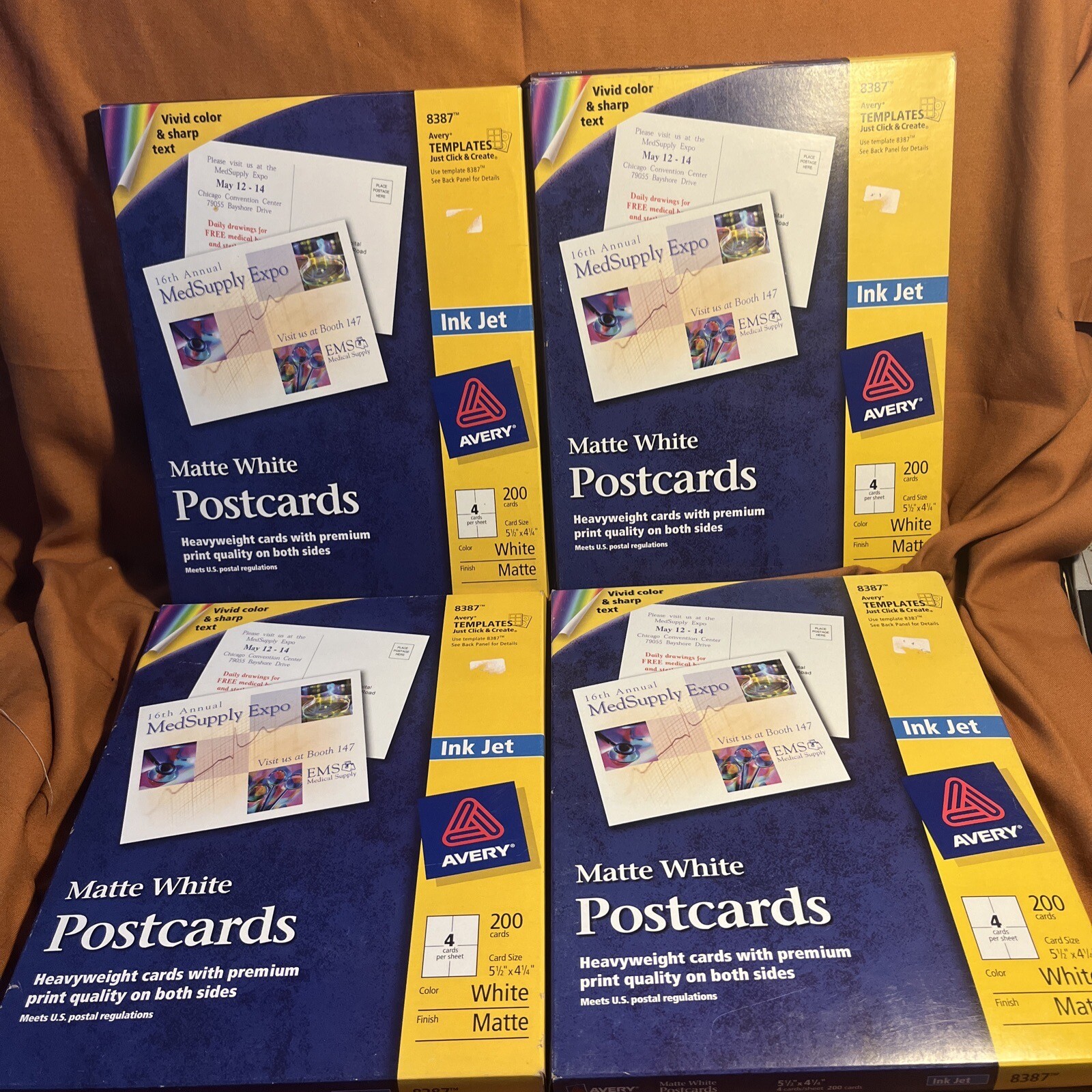 Lot Of 4 Avery "Matte White Postcards" #8387, 4 Boxes @200 Cards New ...
