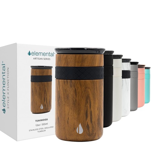 Elemental Artisan Insulated Tumbler, Triple Wall Coffee Travel Mug ...