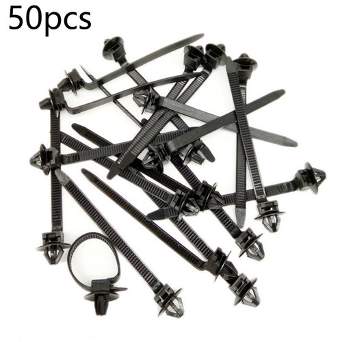 50 × Cable Tie Wrap Fixed Fastener Clips Car Hose Fastening Zip Strap ...