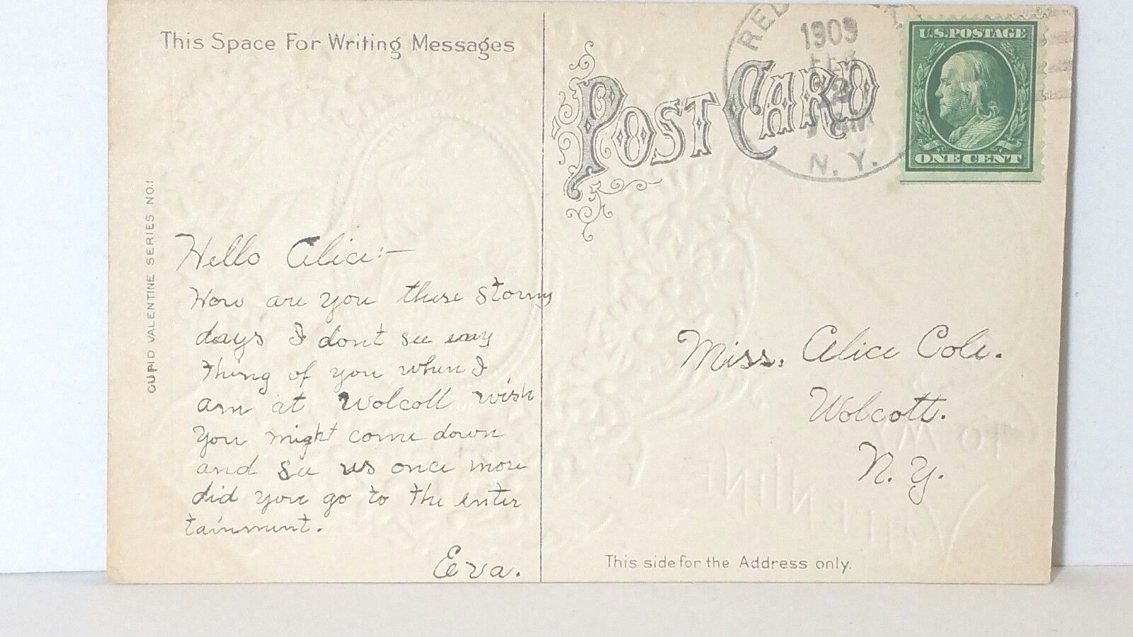 Nash CUPID VALENTINE SERIES 1 Daisy Heart Vintage Valentines Day 1909 ...