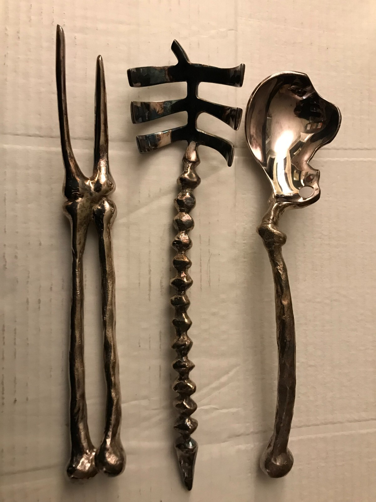 MICHAEL ARAM BONEWARE SKELETON BONE FORK SPOON TONG SERVING SET 3 Pieces | eBay