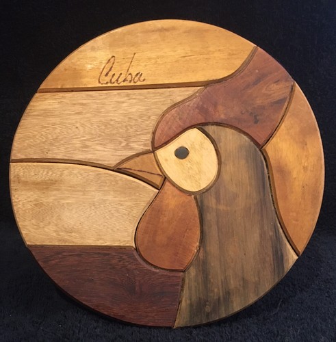 Vintage Souvenir of Cuba Round Rooster Wood Kitchen Trivet Handmade 8.5 ...