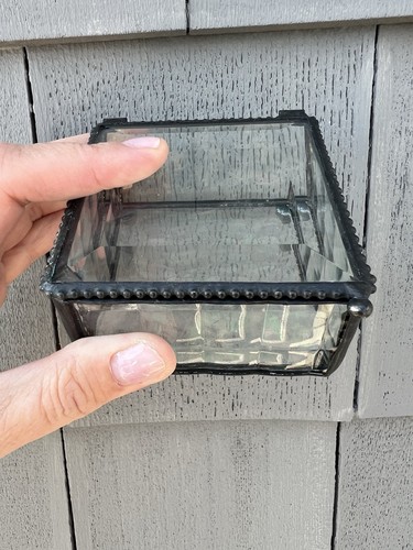 J. Devlin Clear beveled glass trinket display jewelry box Y2K hinged | eBay