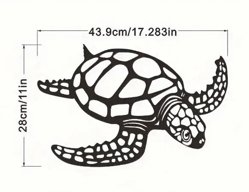 Metal Sea Turtle Metal Wall Art Decor Coastal Nautical Wall Hanging 28 ...