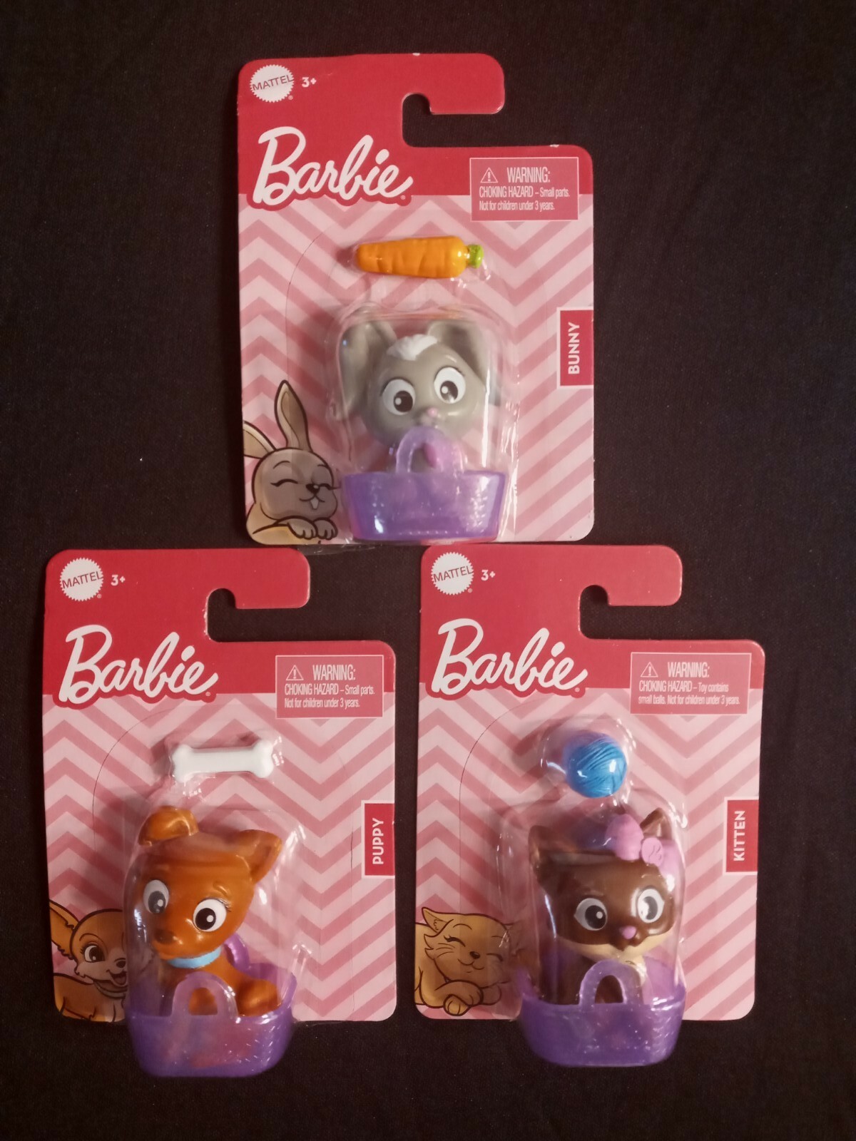 Barbie Mini Pets ( Lot Of 3) Puppy/Kitten/Bunny- NEW Unopened | eBay