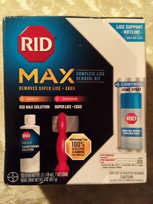 Rid Max Lice Removal Kit Kills Super Lice Eggs, Comb & Home Spray NEW ...