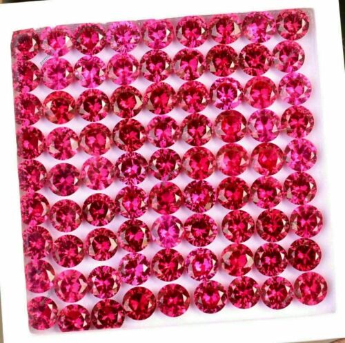 50 PCS Natural Untreated Ruby PINKISH RED Lot Round CERTIFIED Gemstone ...