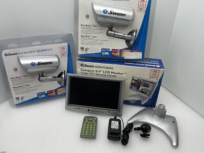 SWANN 8" LCD SECURITY MONITOR + 2 NEW MAX-BRITE SECURITY CAMERAS (NO ...