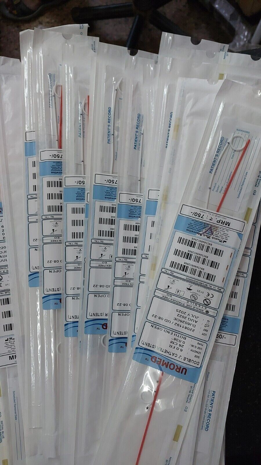 Double J Stent with Pusher Urology Size 4FR 5FR 6Fr Length 26cm 30 pc ...