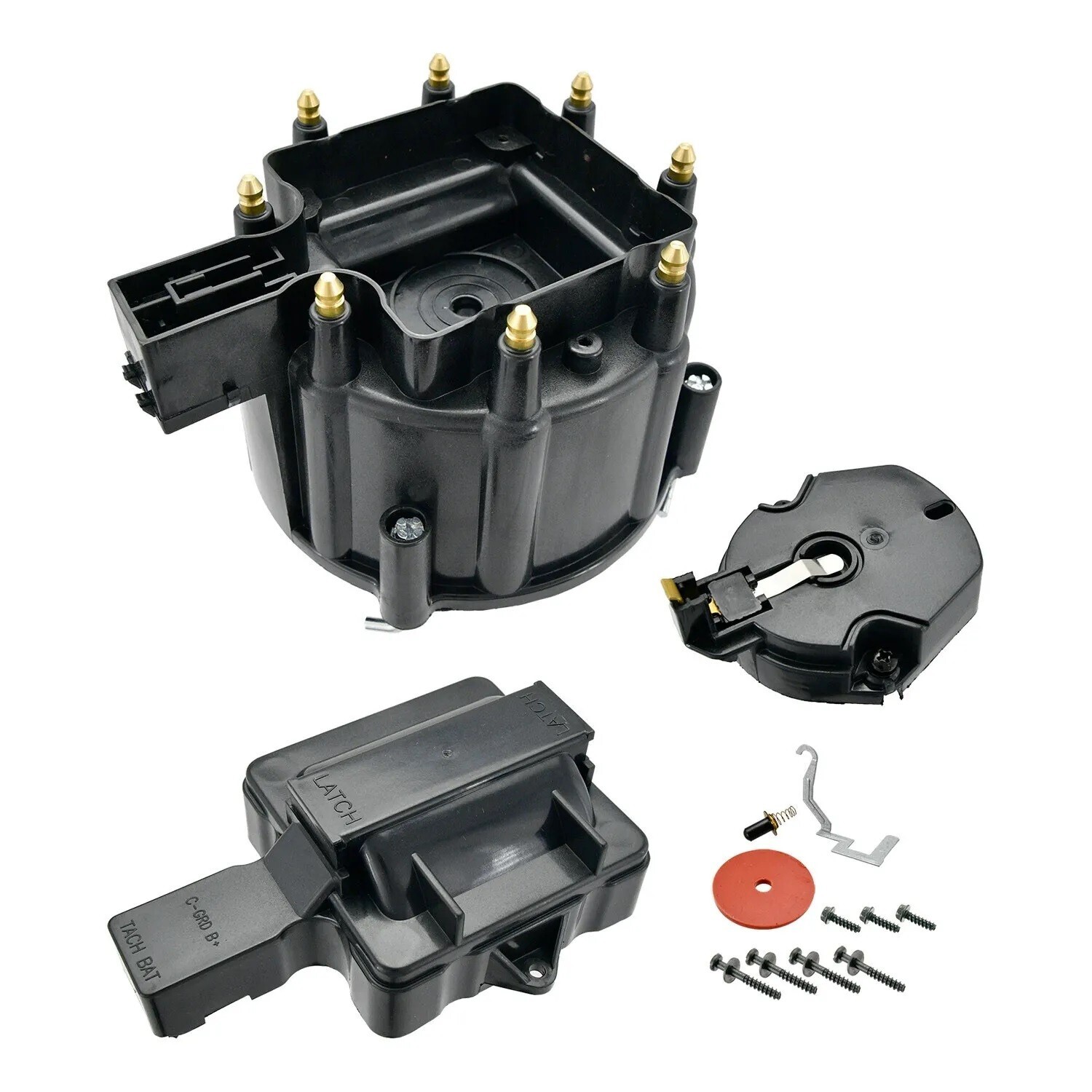 Chevy GM Black HEI Large Distributor Cap Rotor Kit SBC BBC 305 327 350 ...