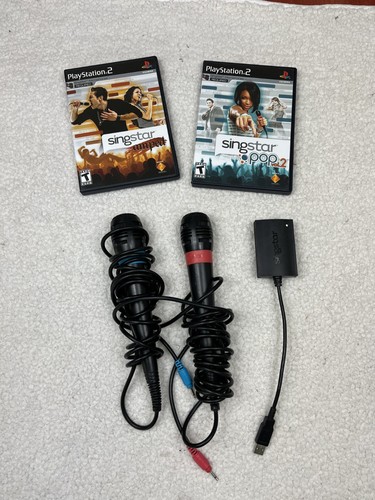 Singstar Microphones Pop Vol 2 and Amped Playstation 2 PS2 With Dongle ...