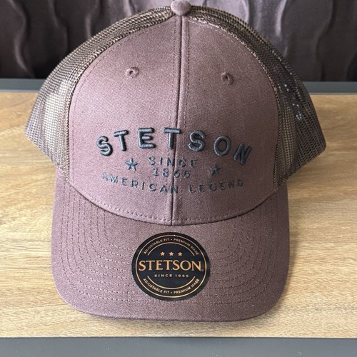 Stetson American Legend Brown Mesh Trucker Snapback Hat Cap New | eBay