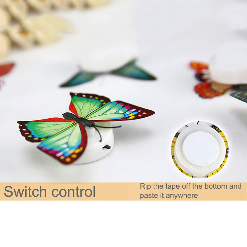 4x Butterfly LED Night Light Glowing Stickable Atmosphere Wall Lights ...