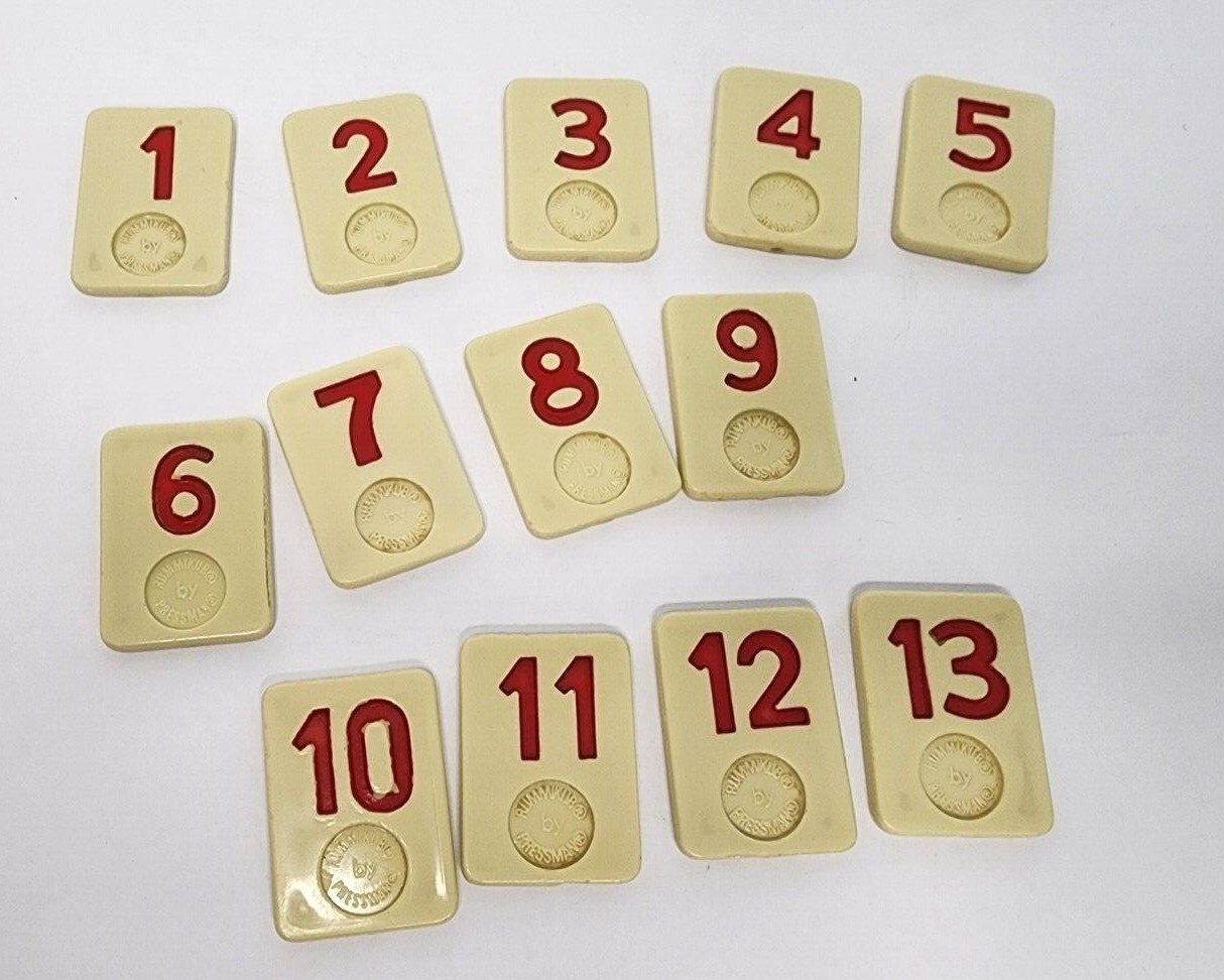 1990 Pressman RUMMIKUB Replacement Tiles Pieces SETS of 13 Red Blue ...