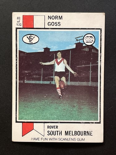 A 1974 NUMBER 82 NORM GOSS SOUTH MELBOURNE SCANLENS VFL FOOTBALL CARD ...