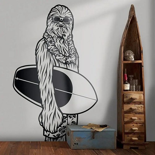 Surfing Chewbacca Wall Decal Mural Kid's Room Designs Chewbacca Art ...