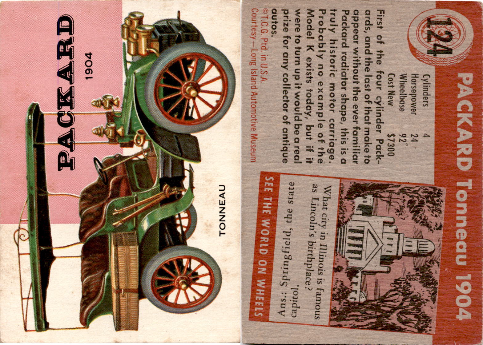 1954 Topps, World on Wheels, #124 1904 Packard Tonneau | eBay