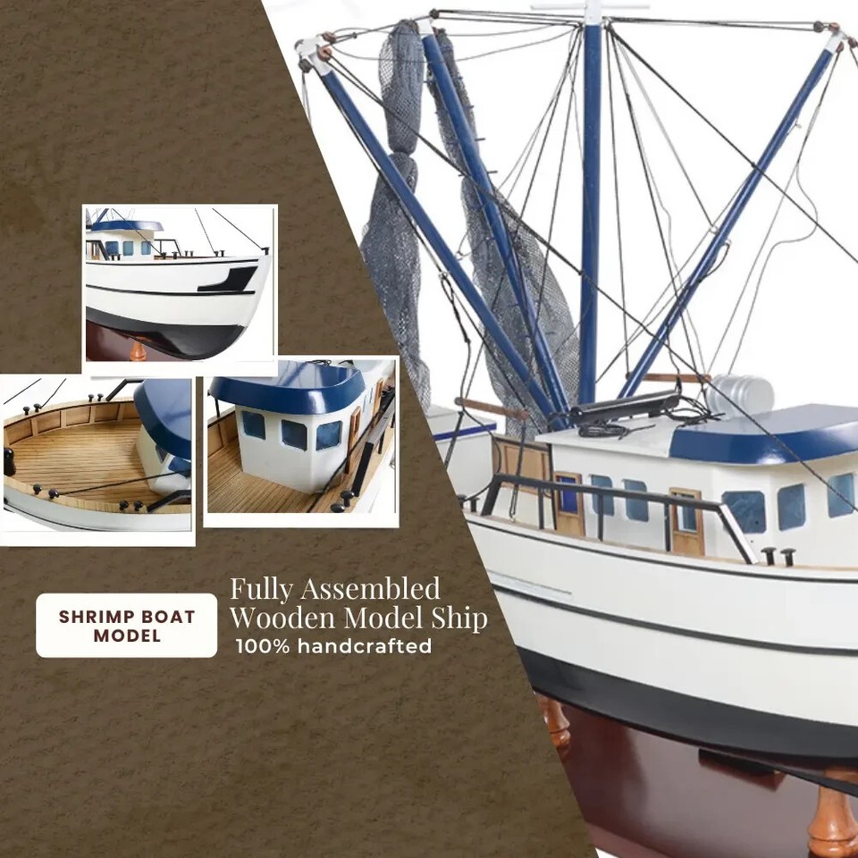 Shrimp Boat Model | Highly Detailed Lightweight Wooden Boat W/ Fishing ...