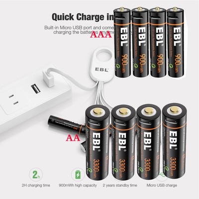 Lot of Rechargeable AA AAA USB Lithium Ion Batteries USB 1.5V | eBay