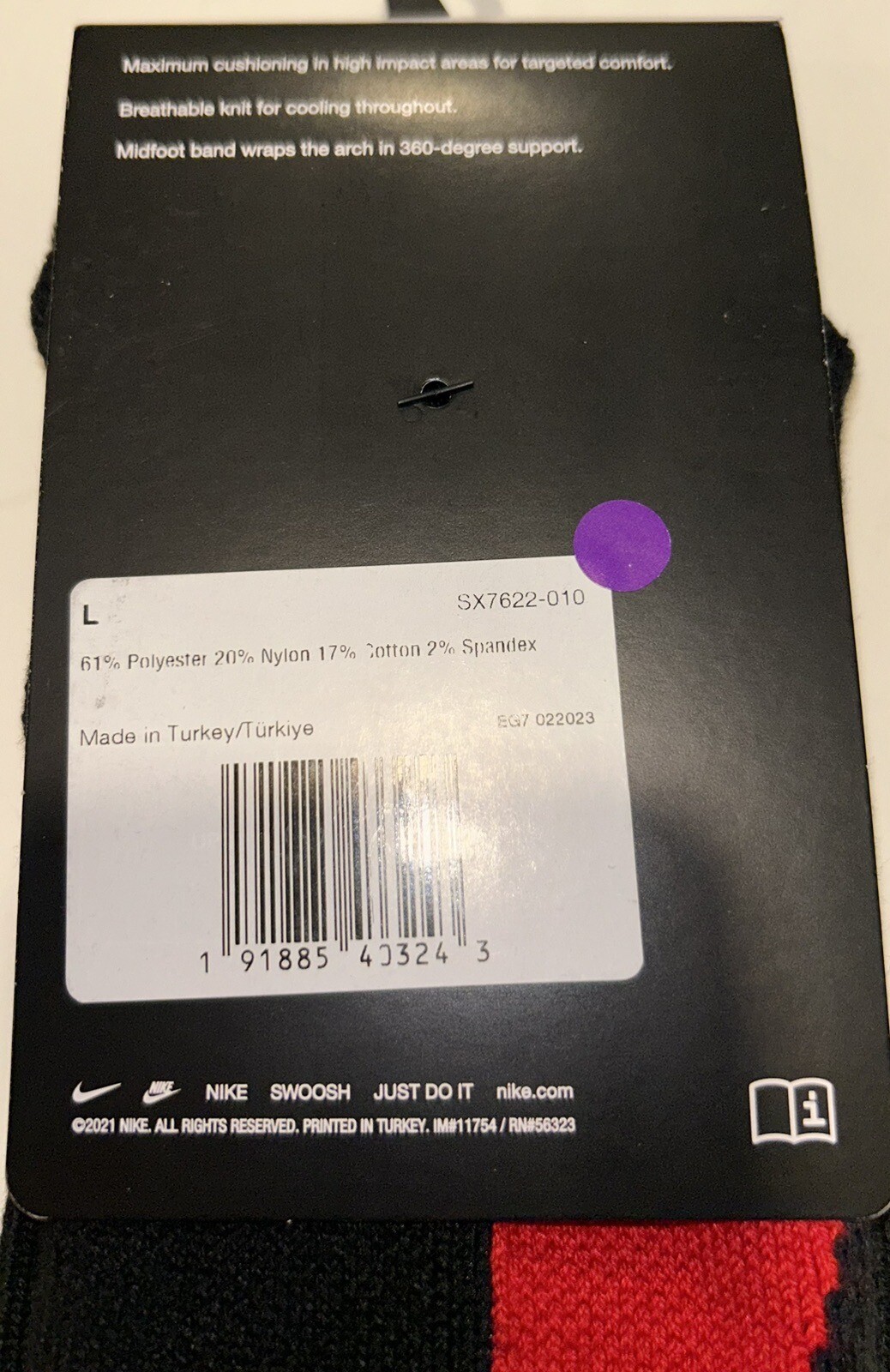 Nike Elite Basketball Crew Socks 1 Pair Men 8-12 W 10-13 Black Red w ...
