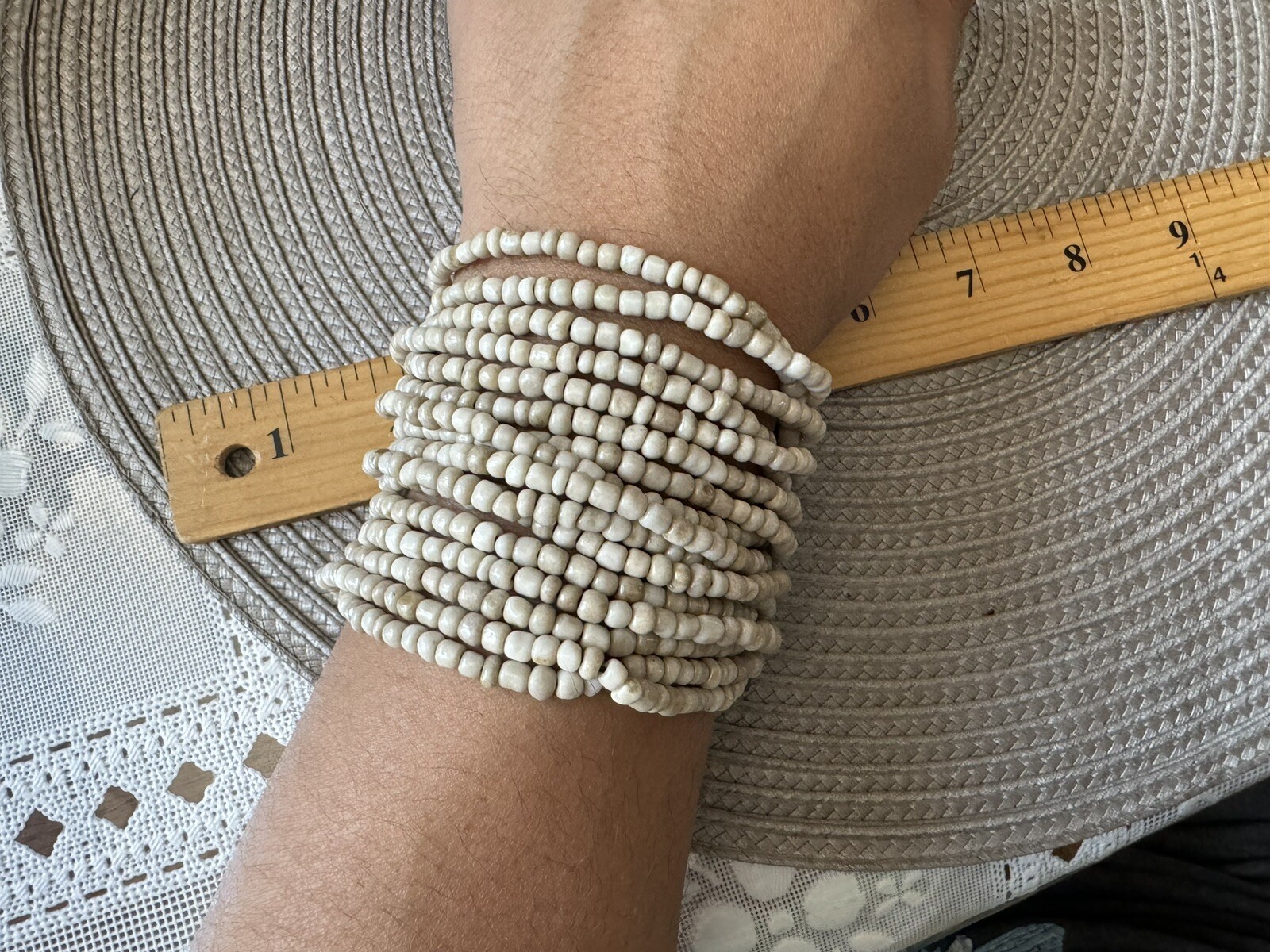 Vintage GERDA LYNGGAARD MONIES Stretchy Grey Glass Se… - Gem