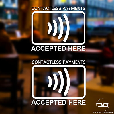 Contactless Payment Decal Window Sticker Signs Shop Business Door ...