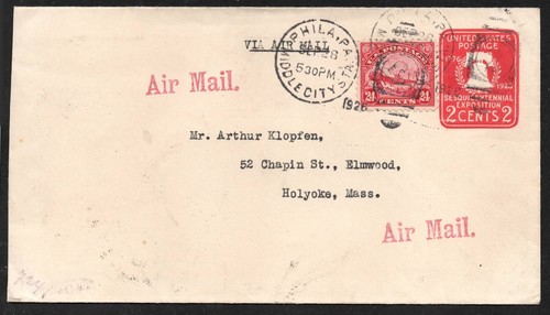 U489? US 2c postal stationery US POSTAGE SESQ. EXPO 1926 posted in 1926 ...