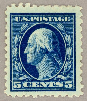 US Scott#428 OG VF Jumbo 1913 5c Washington, single line watermark, no ...