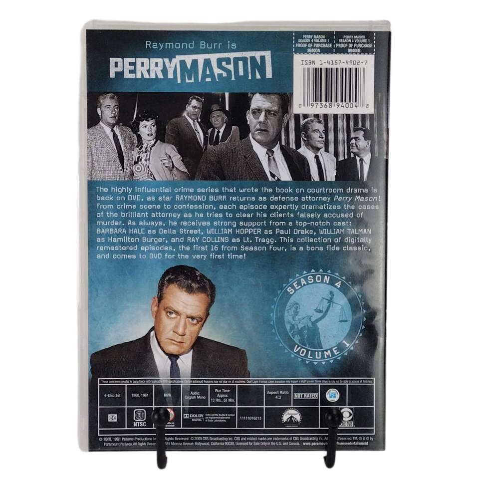 Perry Mason Season 4 Volume 1 DVD 1960 1961 Raymond Burr 97368940048| eBay