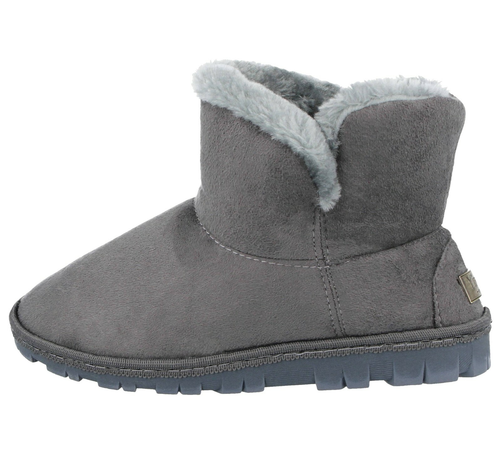 Ladies Yinka Shoes Faux Suede Classic Mini Fur Lined Bootie Slipper ...