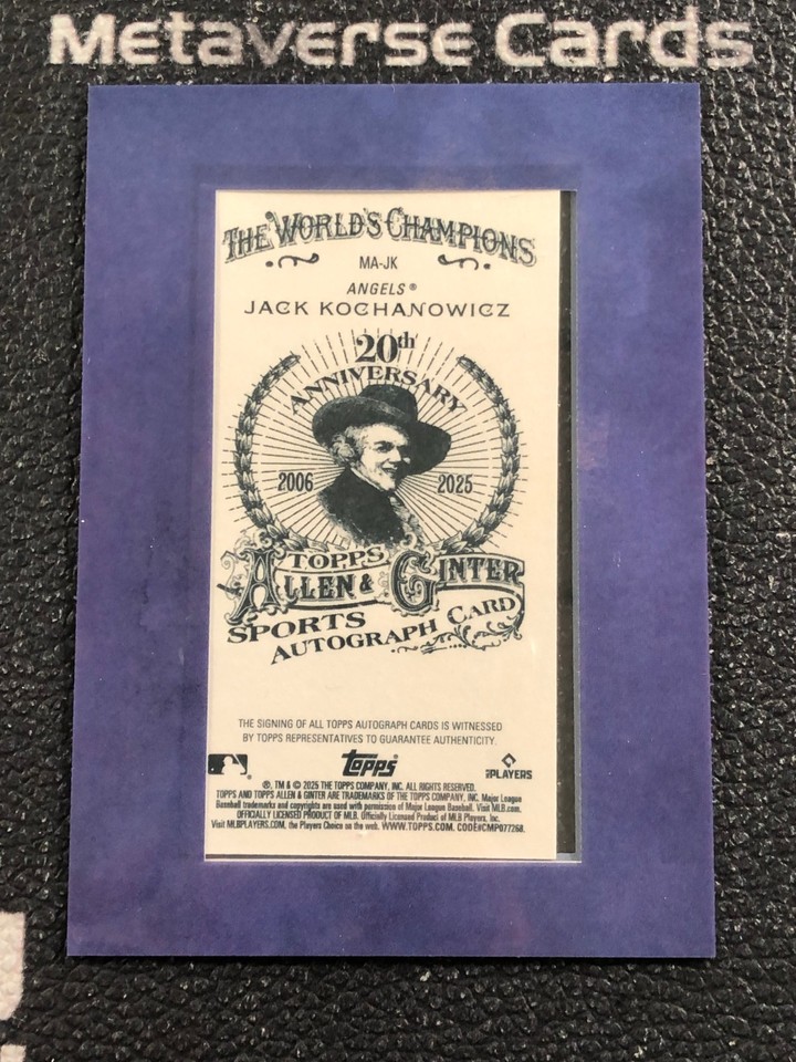2025 Topps Allen & Ginter Jack Kochanowicz Framed Mini RC Auto Blue /99 ...