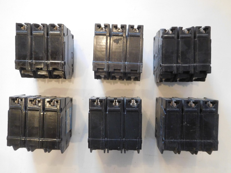 GE 50,40,30,20 Amp 3 Pole 240V Type THQL-AC Plug In Circuit Breakers HI ...