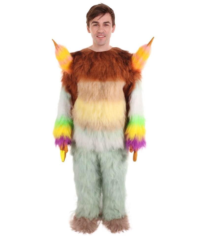 HPO Adult Unisex Multicolored Grumpy Furry Monster Costume with Fuzzy ...